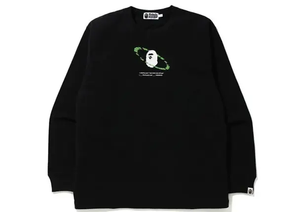 BAPE Universe Ape Loose Fit Long Sleeve Tee Shirt - Black
