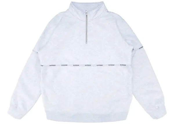 Supreme Logo Piping Half Zip Sweatshirt - Ash Grey