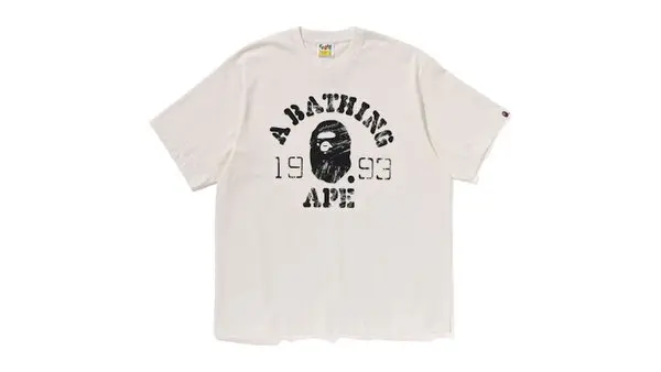BAPE Screen Print College Relaxed Fit Tee Shirt - White/ivory