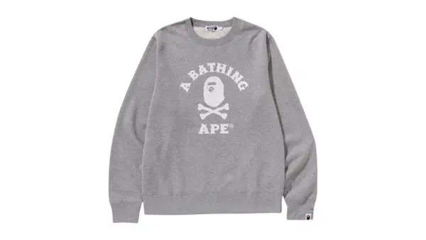 BAPE Ape Crossbone College Crewneck Sweatshirt - Gray