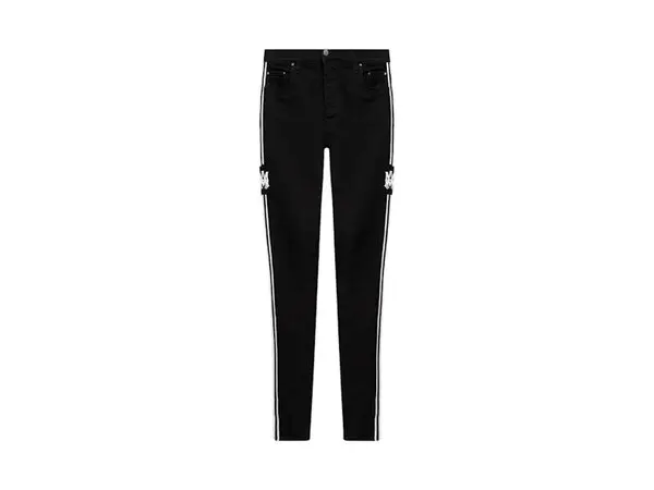 Amiri Striped Logo-print Jeans - Black/white