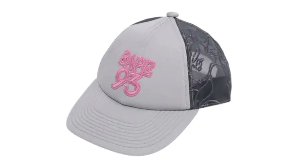 BAPE Line Camo Jacquard Mesh Blocking Logo Cap - Grey