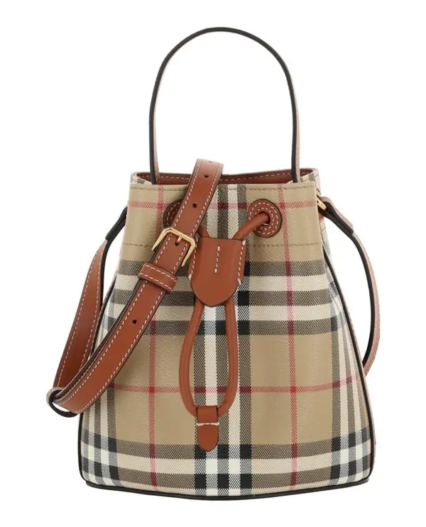 Burberry Mini Tb Bucket Bag - Vintage Check Briar Brown