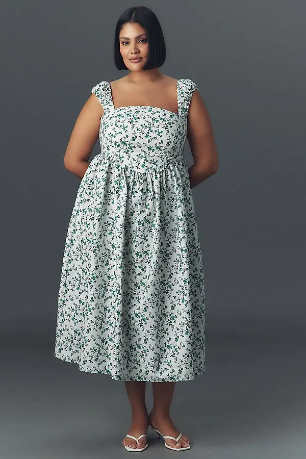 ELOQUII Sleeveless Corset A-line Midi Dress