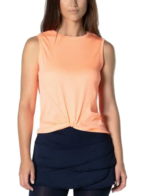 Lucky In Love Twist Front Tank - Orange Frost