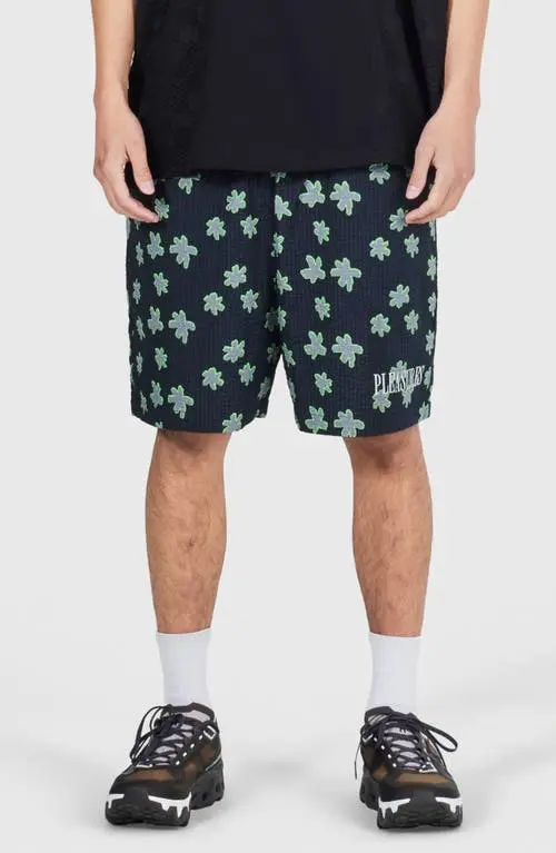 PLEASURES Floral Seersucker Shorts - Black