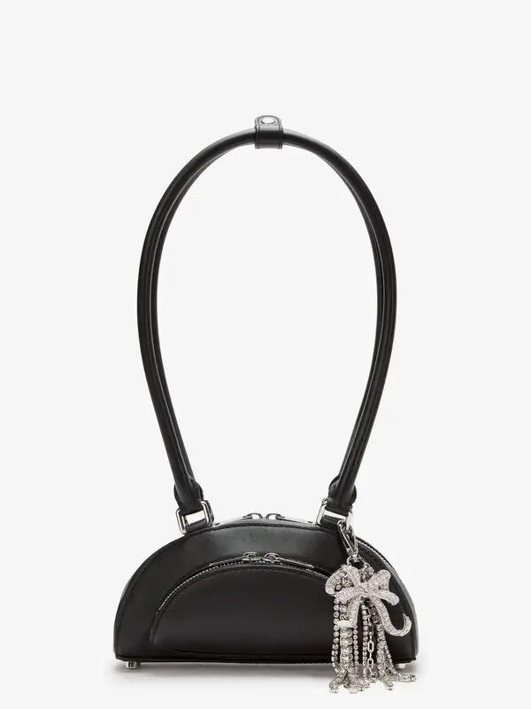 SELF-PORTRAIT Leather Shoulder Bag With Charms - Black