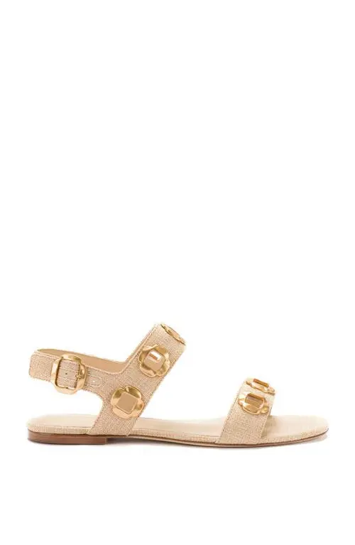 Larroude Milan Flat Sandal - Beige
