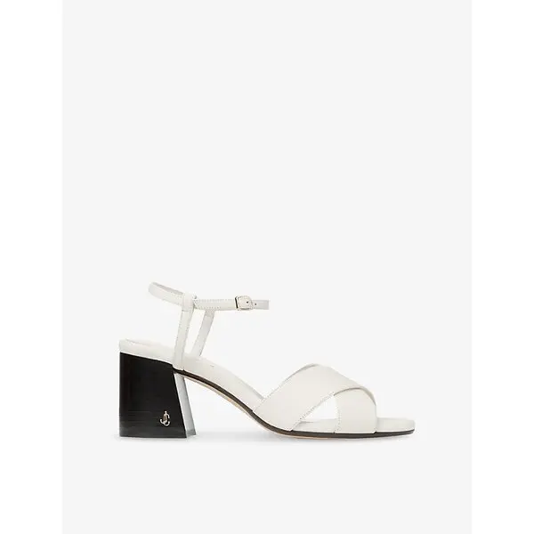 JIMMY CHOO Valla 65 Leather Heeled Sandals - Latte