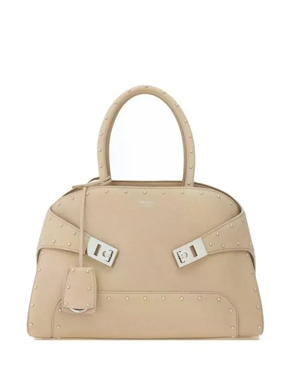 FERRAGAMO Stud-embellished Structured Tote Bag