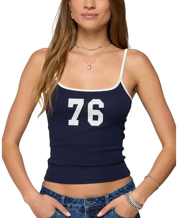 EDIKTED 76 Contrast Tank Top - Navy