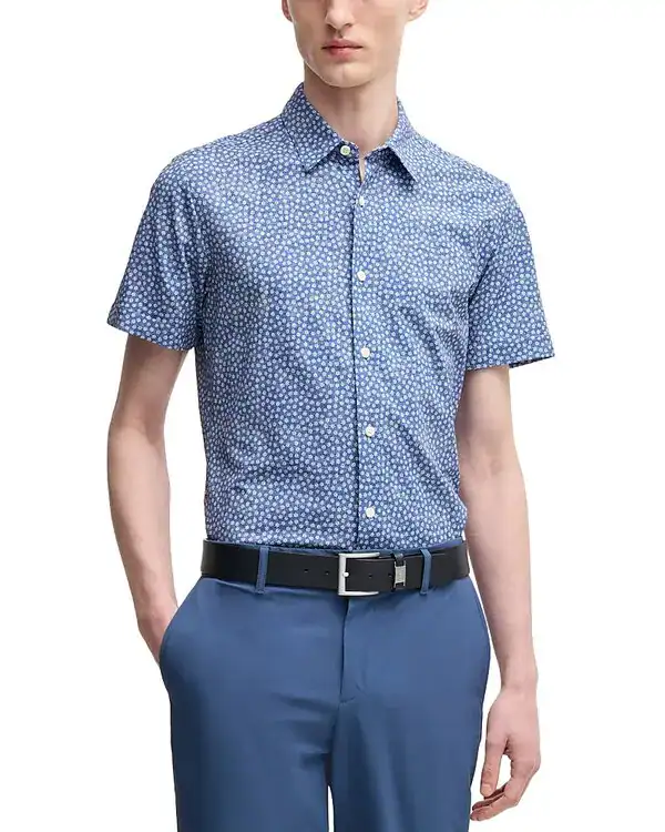 Boss Roan Kent Slim Fit Dress Men Shirt - Dark Blue