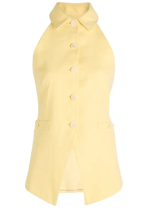 Veronica Beard Orlinda Linen-blend Top - Yellow