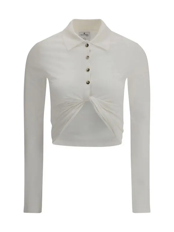 COURREGES Cropped Polo Shirt With Twist