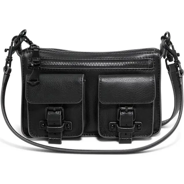 AIMEE KESTENBERG Mini Saddle Up Convertible Leather Crossbody Bag - Black W/black