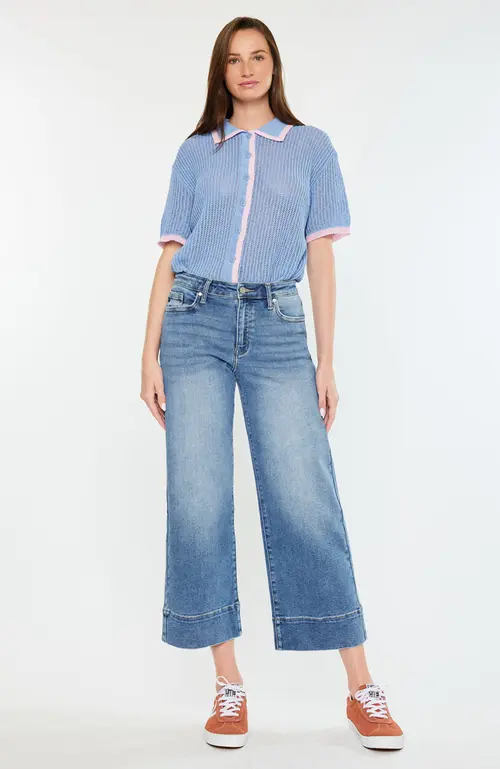 KANCAN High-rise Cropped Wide-leg Jeans