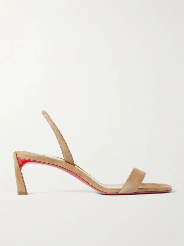 CHRISTIAN LOUBOUTIN O Condora 55 Suede Slingback Sandals - Neutrals