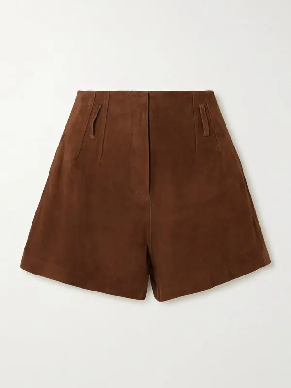 THE FRANKIE SHOP Lise Suede Shorts - Brown