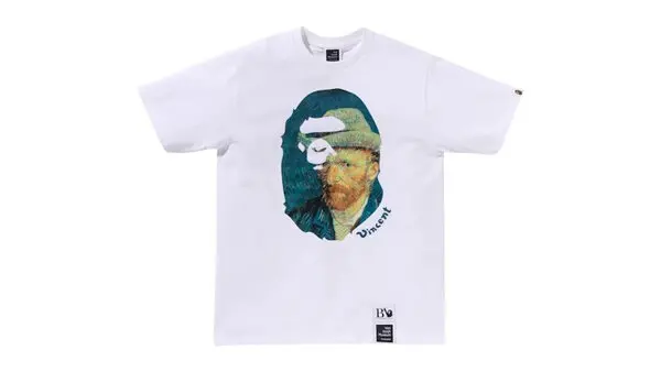 BAPE X Van Gogh Museum Ape Head Canvas Art I Tee Shirt - White