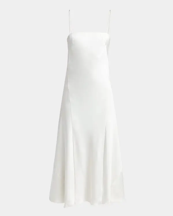 Giorgio Armani Double Silk Satin Spaghetti-strap Maxi Dress - Solid White