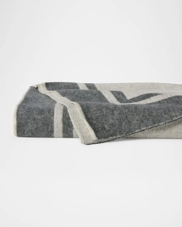 SFERRA Viletta Cashmere-blend Throw, 51" X 77 - Oat/charcoal