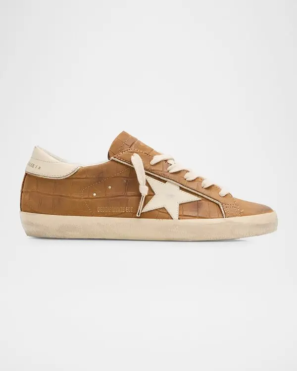 Golden Goose Super-star Croco Leather Low-top Sneakers - Beigecreamplatinum
