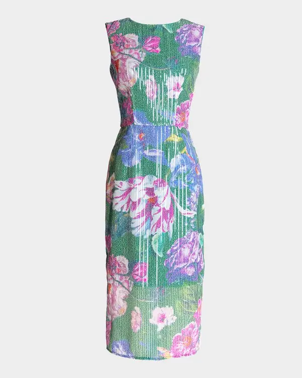 Dress The Population Harmony Sequin Floral-print Midi Dress