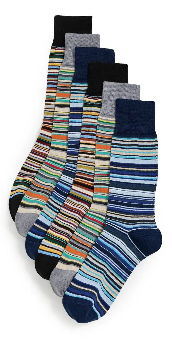 Paul Smith Signature Crew Socks 6 Pack - Multi