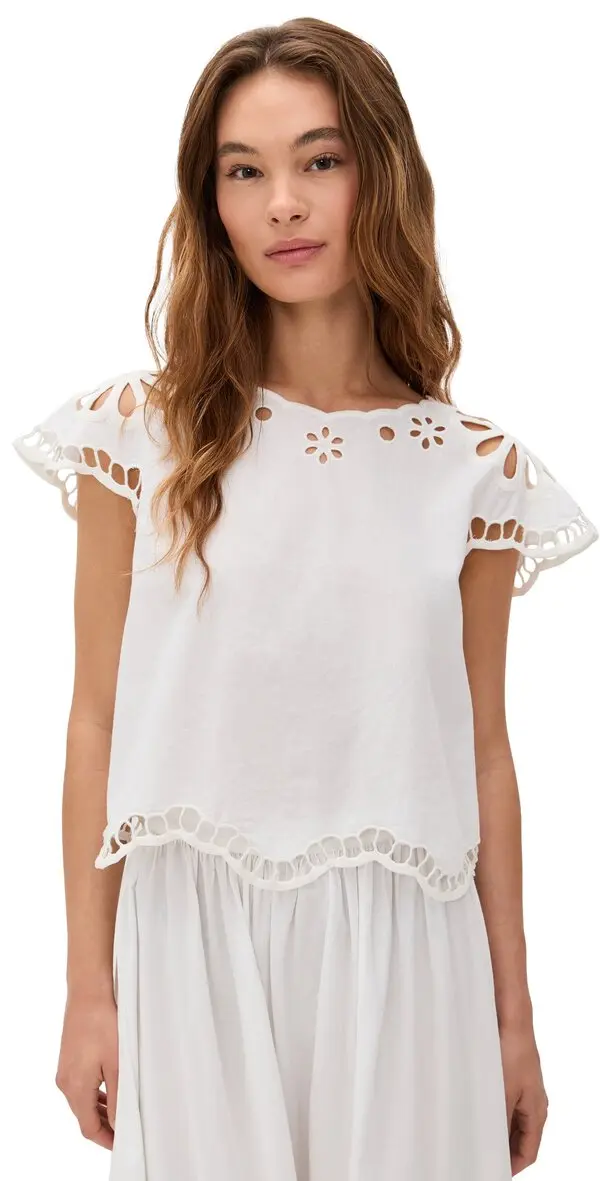 The Great. The Super Bloom Eyelet Top