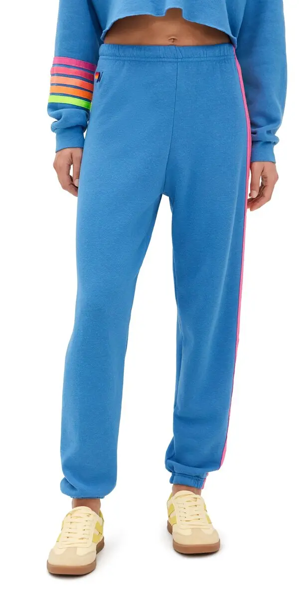 Aviator Nation Five-stripe Fleece Sweatpants - Cobalt/neon