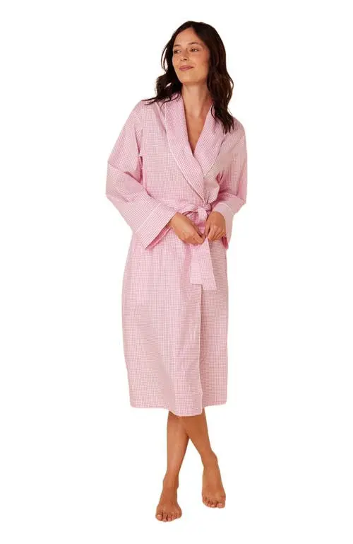 THE CAT'S PAJAMAS Luxe Pima Shawl Robe - Classic Gingham Pink