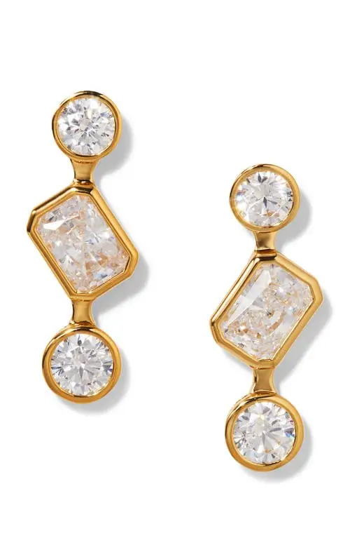 Nadri Brooklyn Cubic Zirconia Mini Linear Earrings - Gold