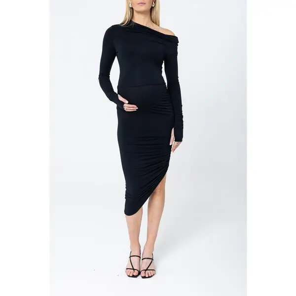 LO+JAYNE Asymmetrical Midi Skirt - Onyx