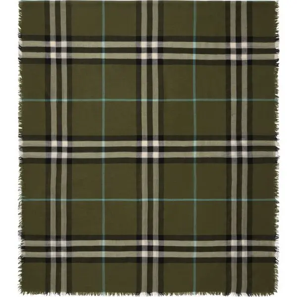 Burberry Giant Check Lightweight Wool Scarf - Pea