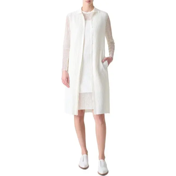 Akris Sheer Stripe Silk And Cotton Coatigan