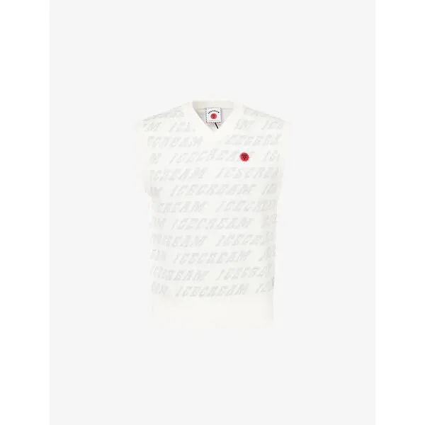 ICECREAM Repeat Logo Cotton And Wool Vest - Grey