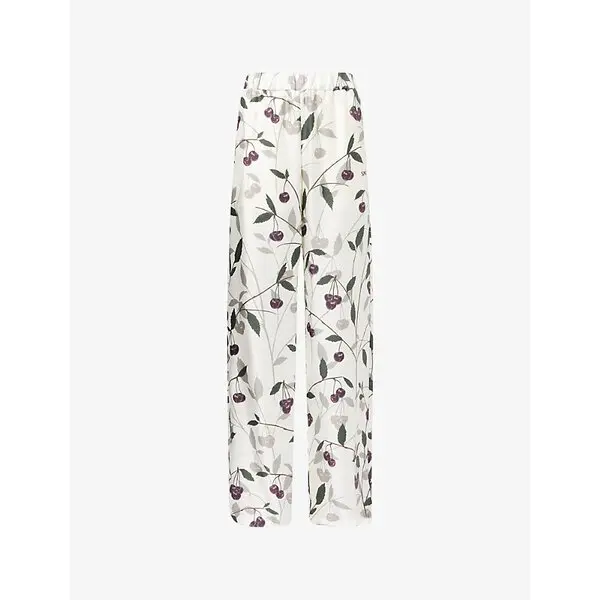 Stella McCartney Cherry-print Wide-leg Silk Trousers