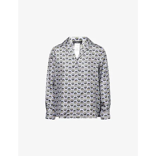 Max Mara Oncia Graphic-print Silk Shirt - Light Blue