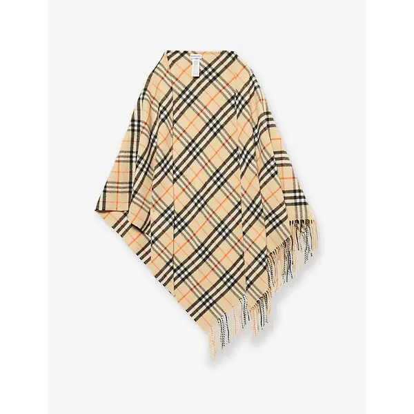 Burberry Check Wool-cashmere Cape - Sand