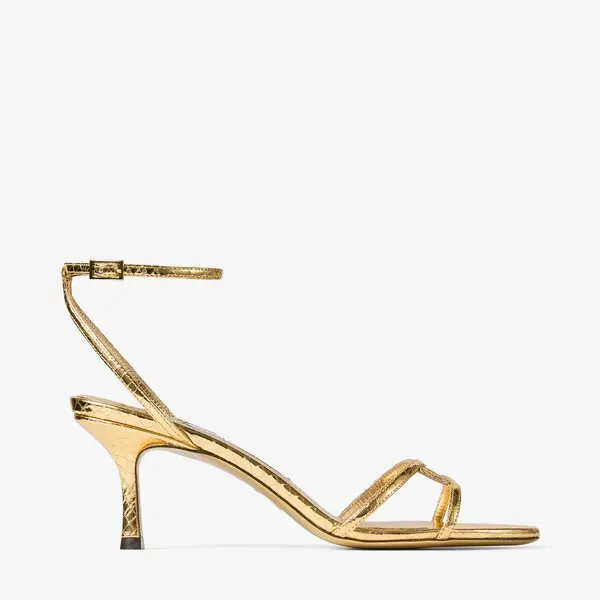 JIMMY CHOO Leo 65 Gold Candy Wrap Leather Sandals