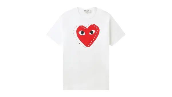 Play Comme Des Garcon Red Heart Studs T-shirt