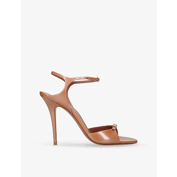 Amina Muaddi Adut 105 Leather Heeled Sandals - Brown/oth
