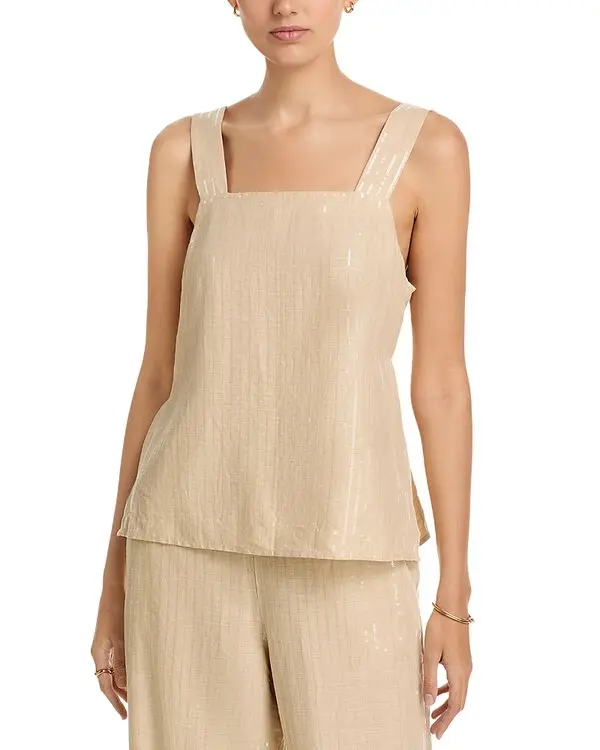 Sanctuary Sleeveless Sequin Tank Top - Sand Sequin Stripe