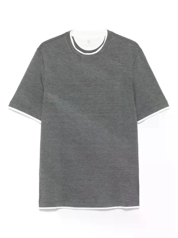 Brunello Cucinelli Silk-blend T-shirt - Grey