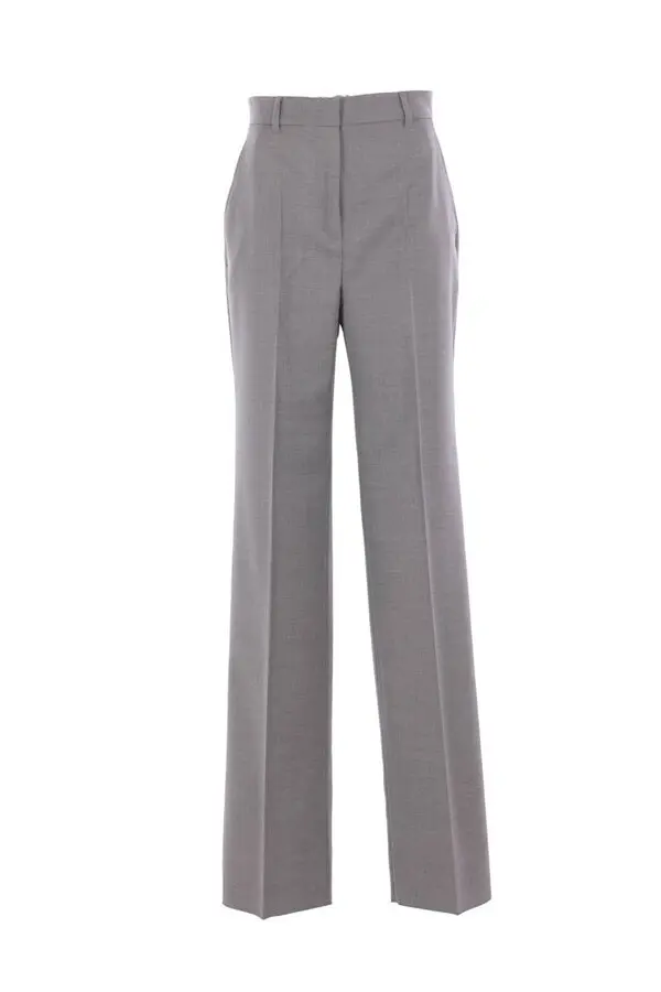 MAX MARA STUDIO Tailored Stretch Wool Flannel Trousers - Light Grey