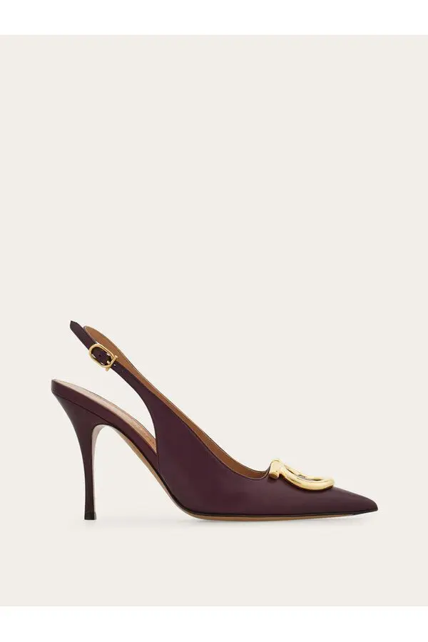 FERRAGAMO Maxi Gancini Slingback Pumps - Gold