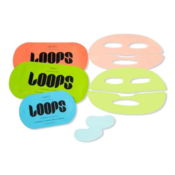 LOOPS BEAUTY Fresh Face Trio Hydrogel Face & Eye Mask 3 Piece Set
