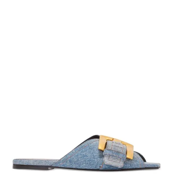 Balmain Denim Anthem Sandals - Blue