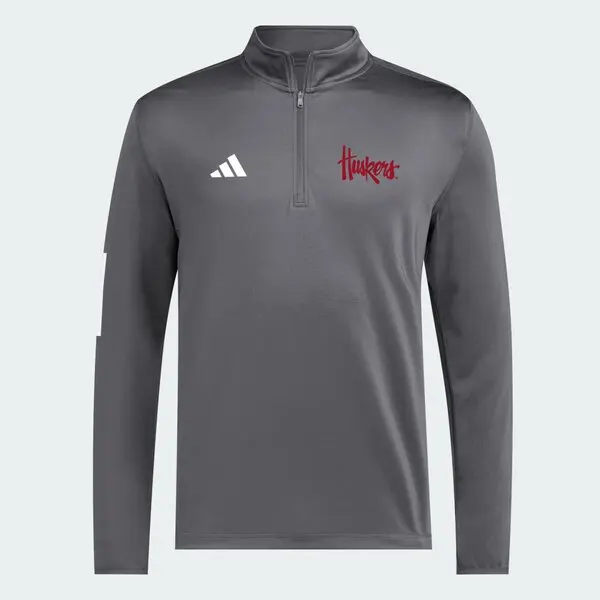 Adidas Nebraska Cornhuskers Coaches Script 1/2 Zip - Dark Grey / White / Multi