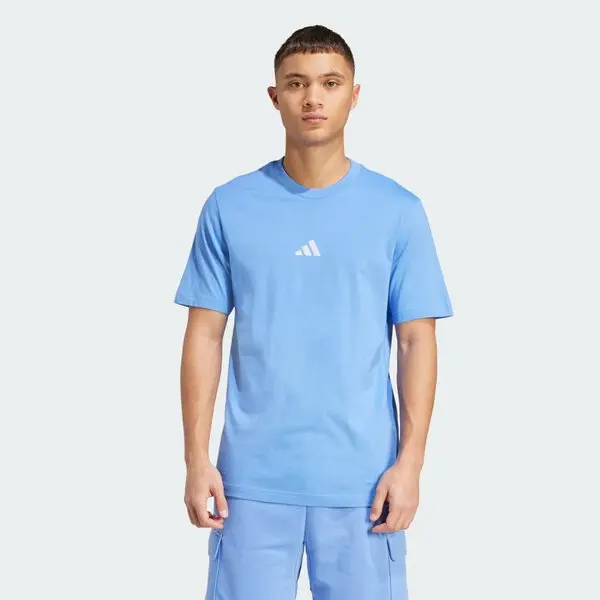 Adidas Essentials Small Logo Single Jersey Tee Blue Fusion - Blue Fusion / White